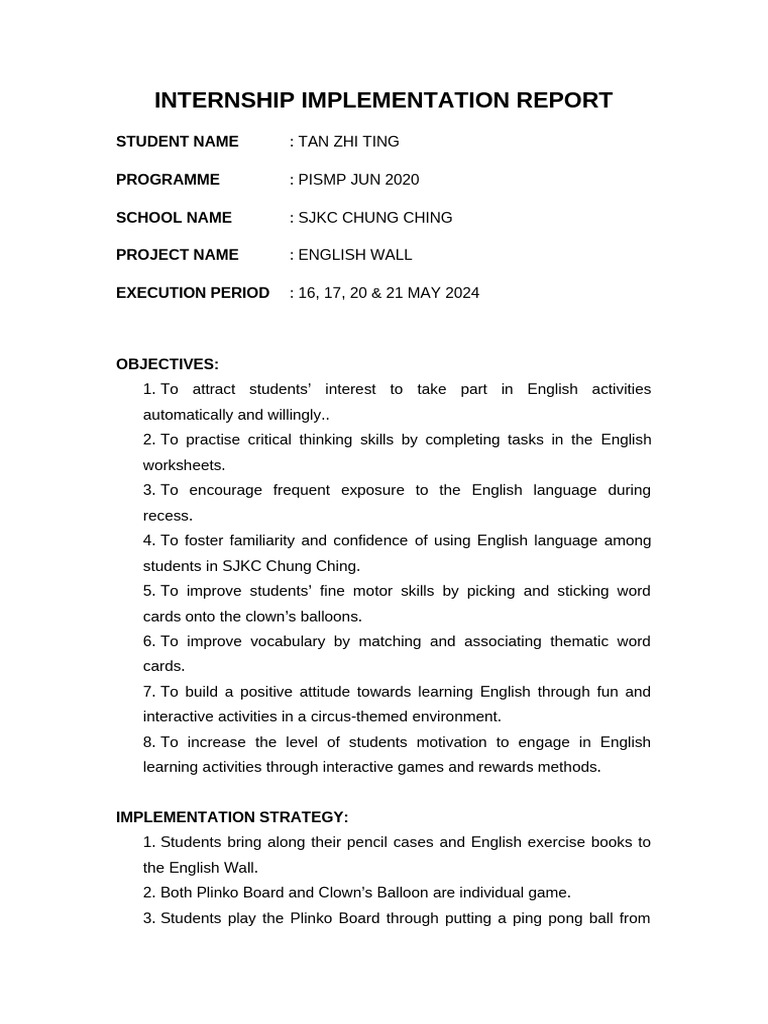 Laporan Pelaksanaan Internship | PDF