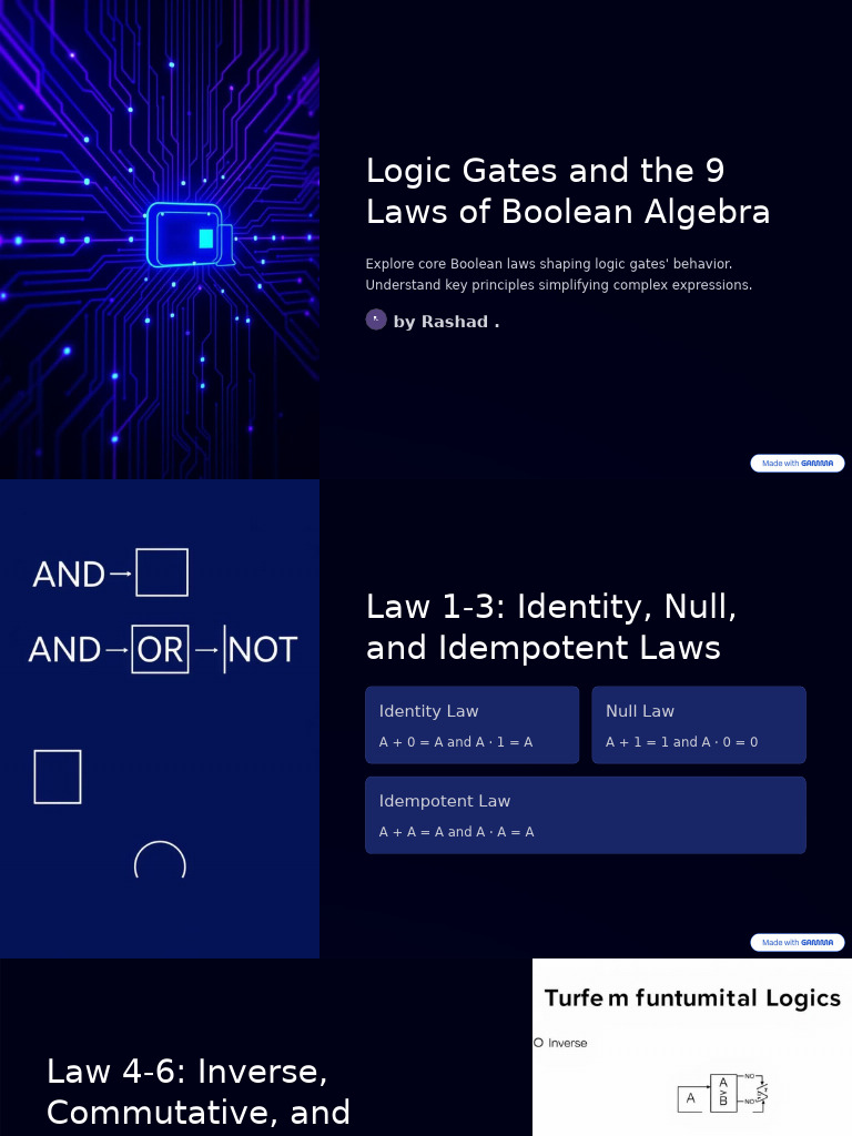 Logic Gates and the 9 Laws of Boolean Algebra | PDF