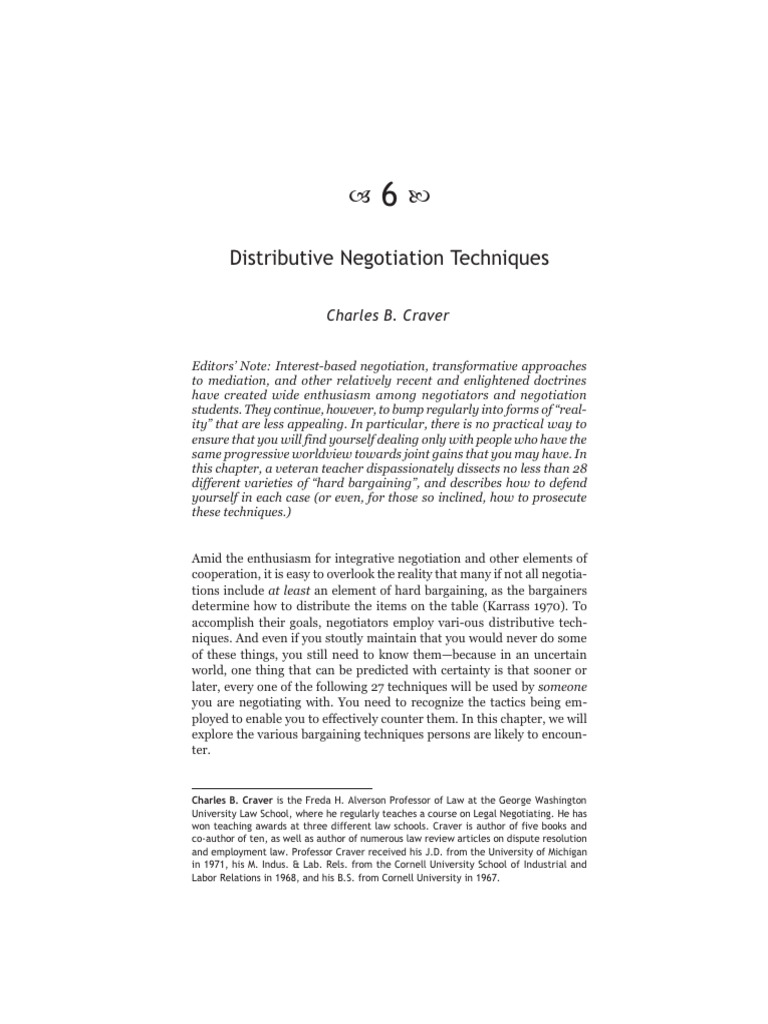 Distributive negotiation techniques | PDF | Negotiation | Bargaining