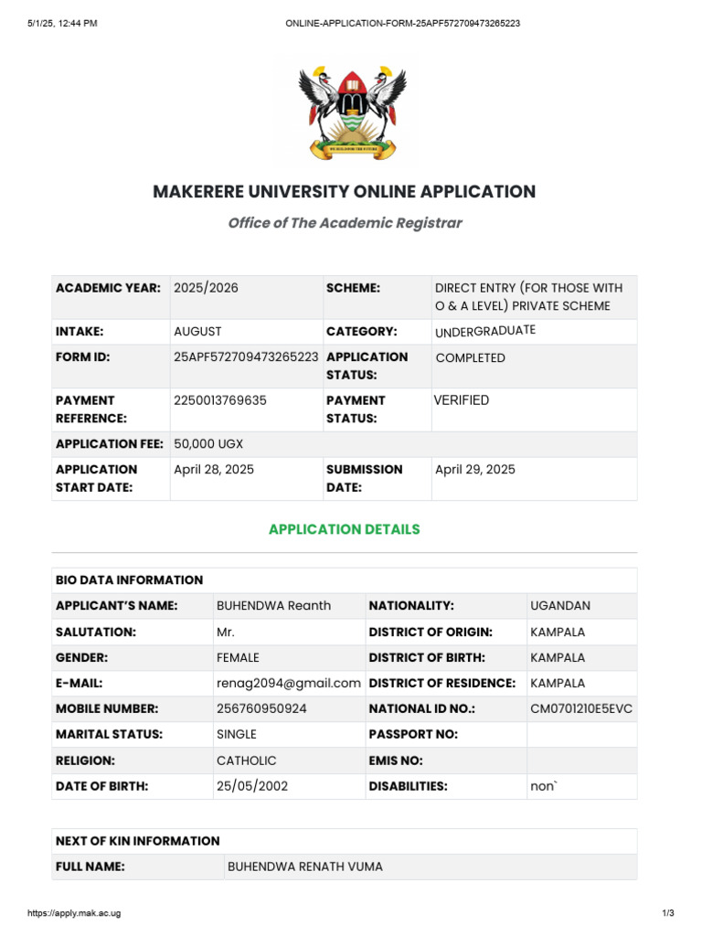 Makerere Postgraduate Application 2025/26 | PDF