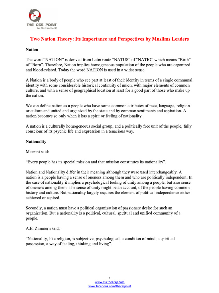 Two Nation Theory | PDF