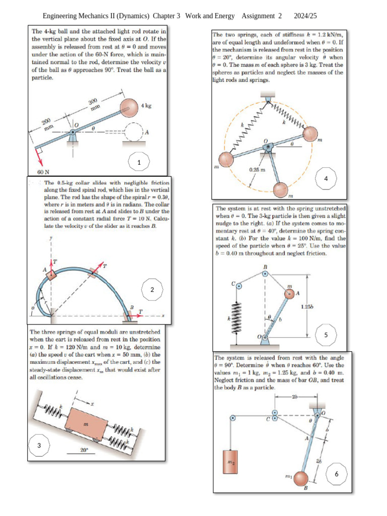 Work and Energy in Dynamics Assignment | PDF