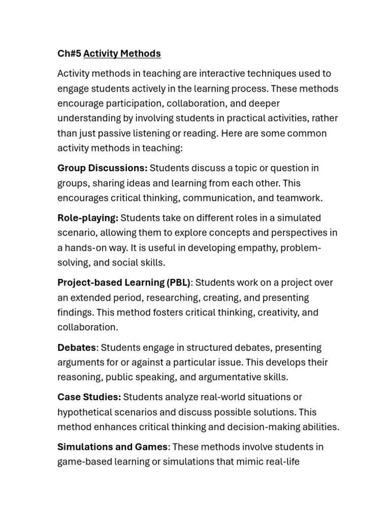 Teaching Mehtods Strategies 5.6 Chapter | PDF | Critical Thinking ...
