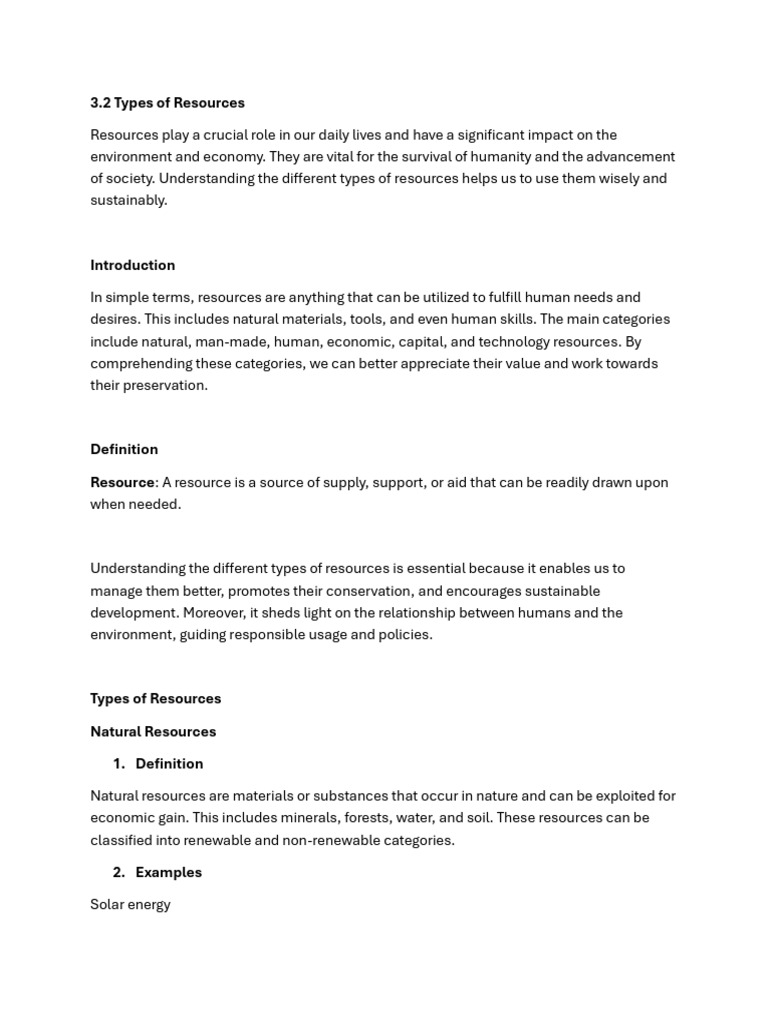 Types of Resources in Social Studies | PDF | Resource | Sustainability