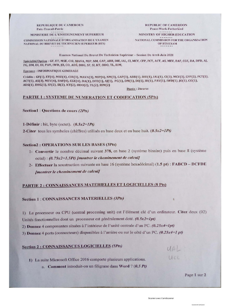 Bts 2021 Informatique All | PDF