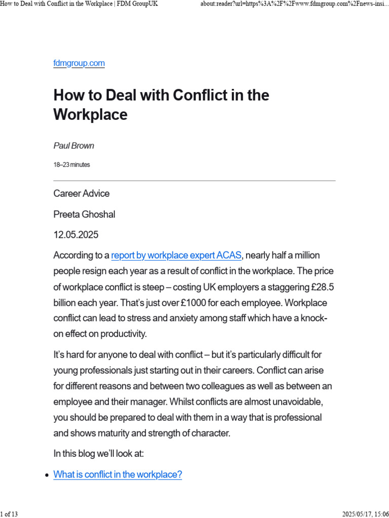 Conflict With Co Workers | PDF | Social Psychology | Psychology