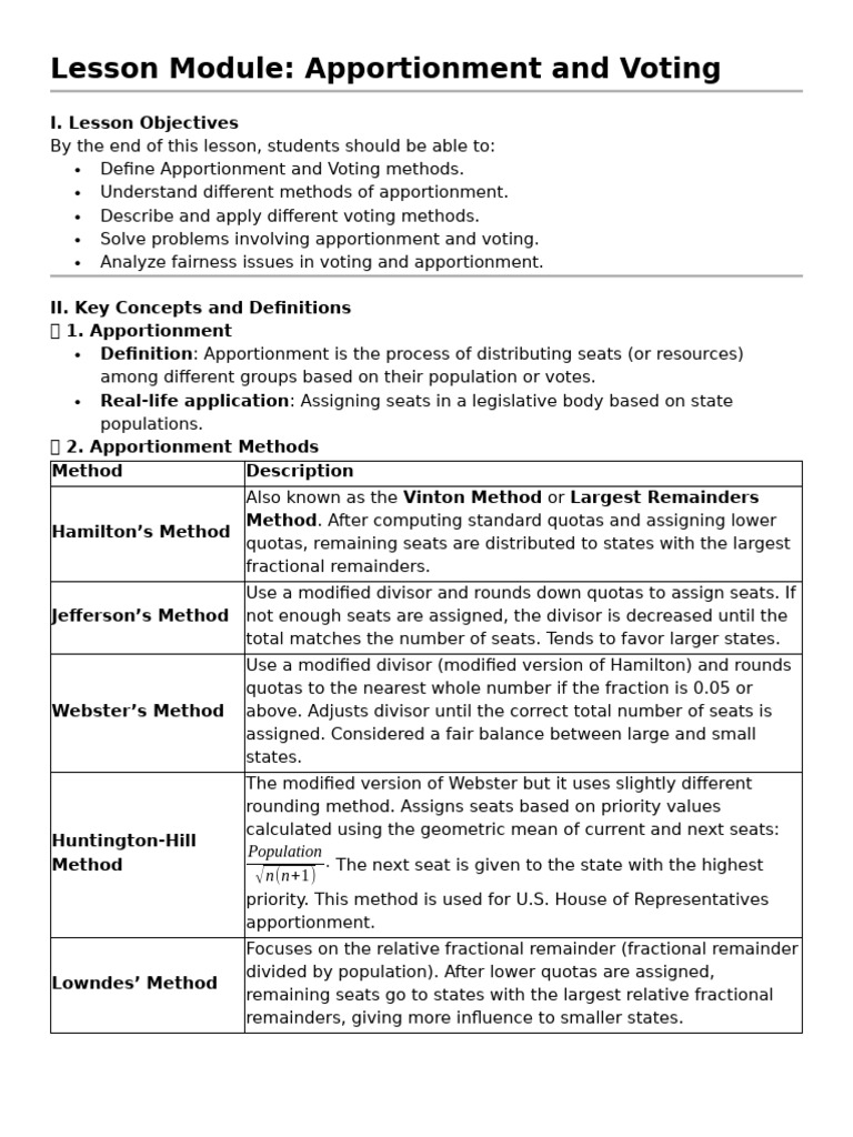 Apportionment and Voting | PDF | Voting | Elections