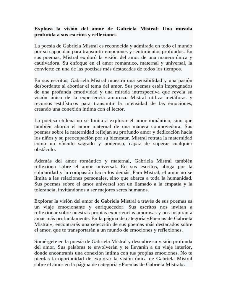 Gabriela Mistral y Ana Maria Matute | PDF | Amor | Poesía