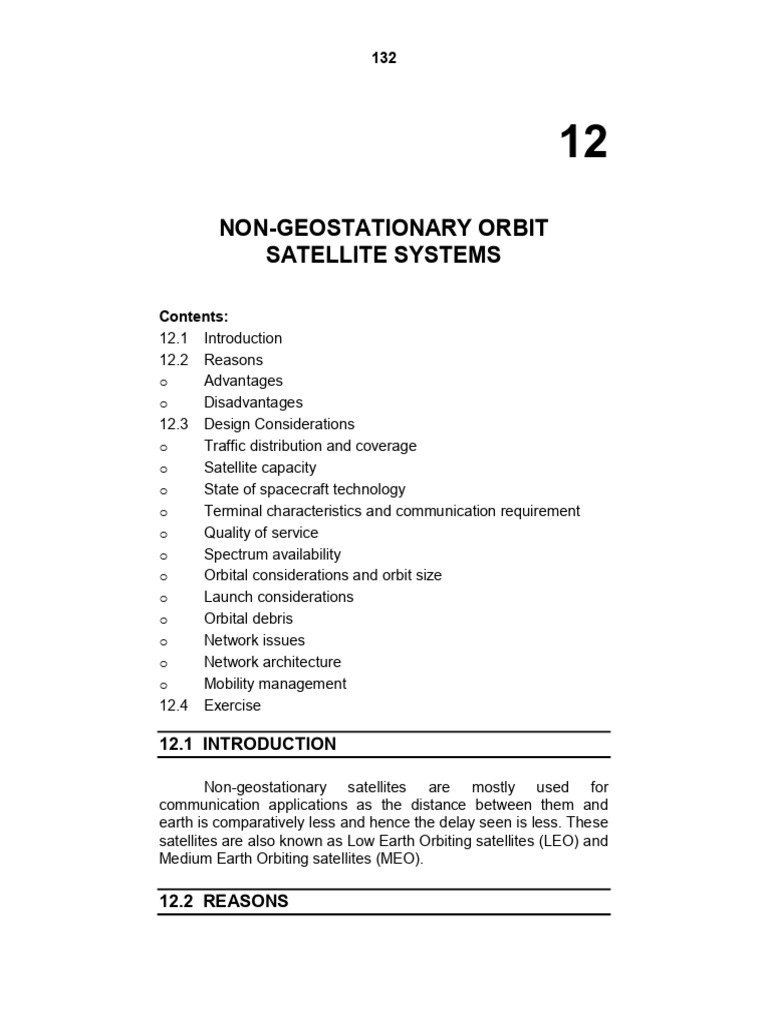 Introduction to Non Geostationary orbit satellite systems | PDF | Space ...