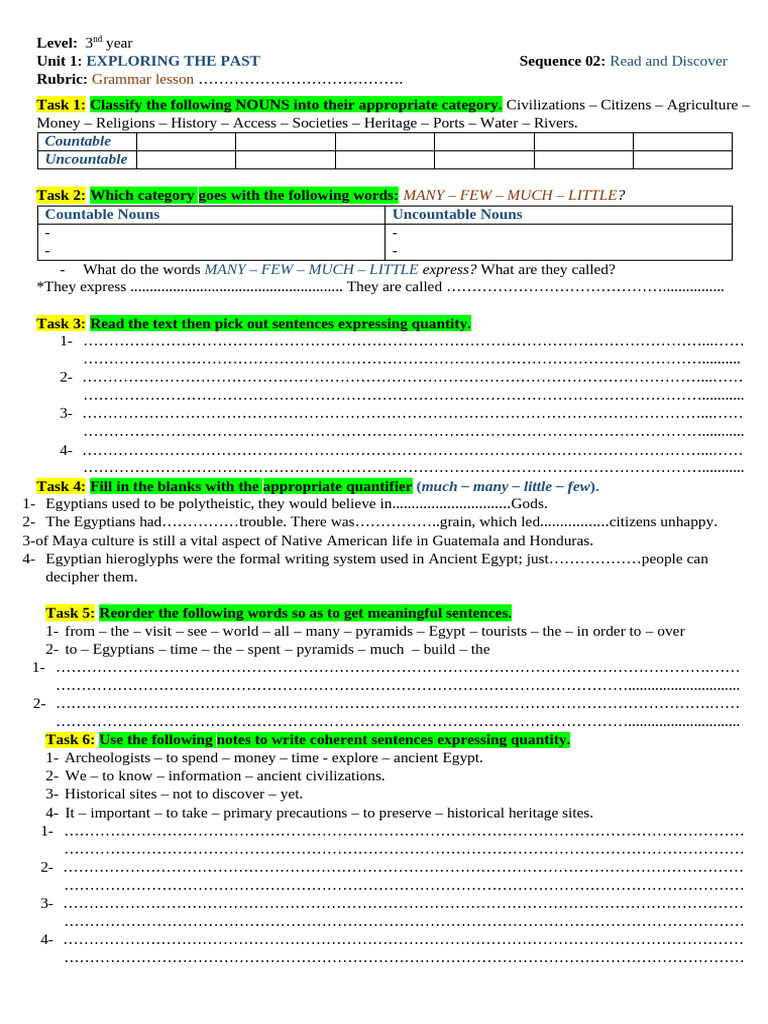 Grammar Lesson on Quantifiers | PDF | Algiers | Ancient Egypt