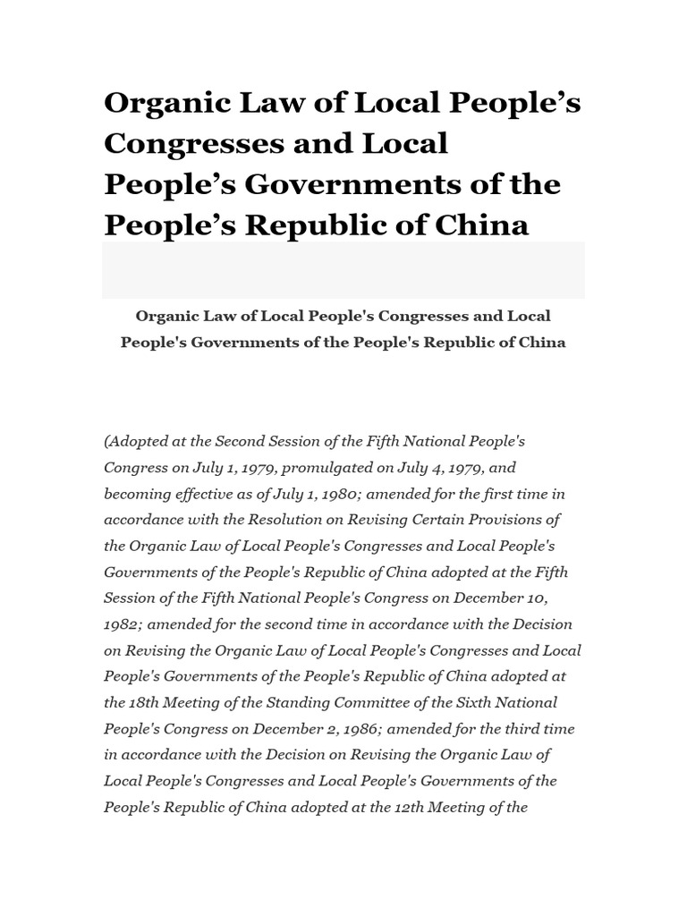 Local People's Congresses Law Overview | PDF | Justice | Crime & Violence