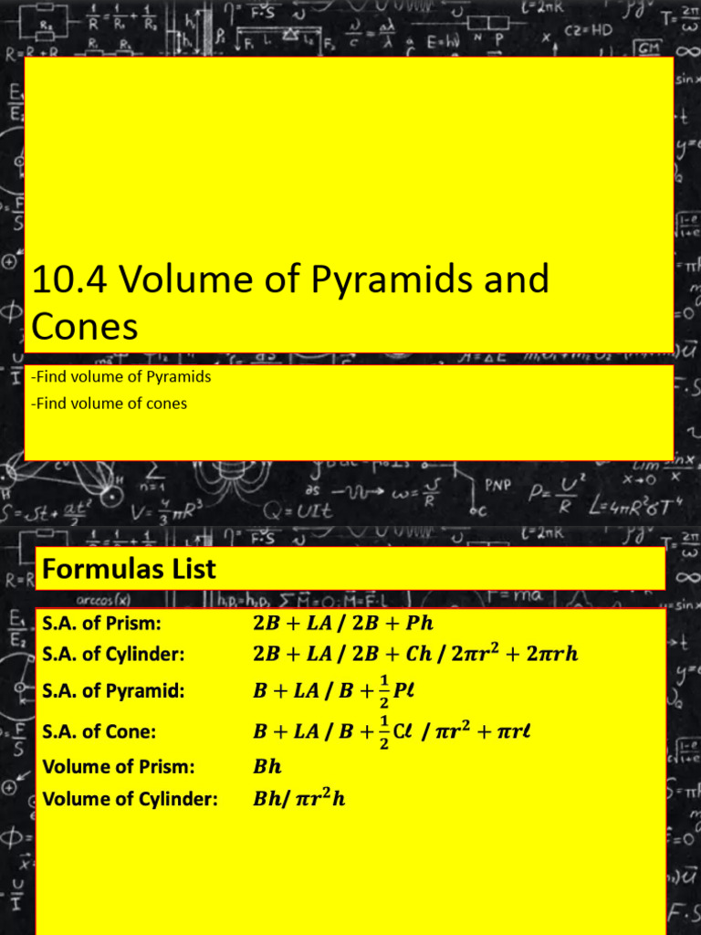 Geometry 24-25 10.4 Volume of Pyramids and Cones | PDF
