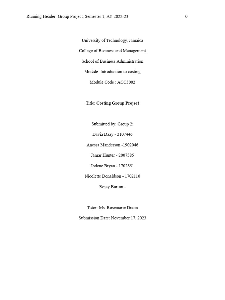 Intro. To Costing - Group Assignment | PDF | Turnover (Employment ...