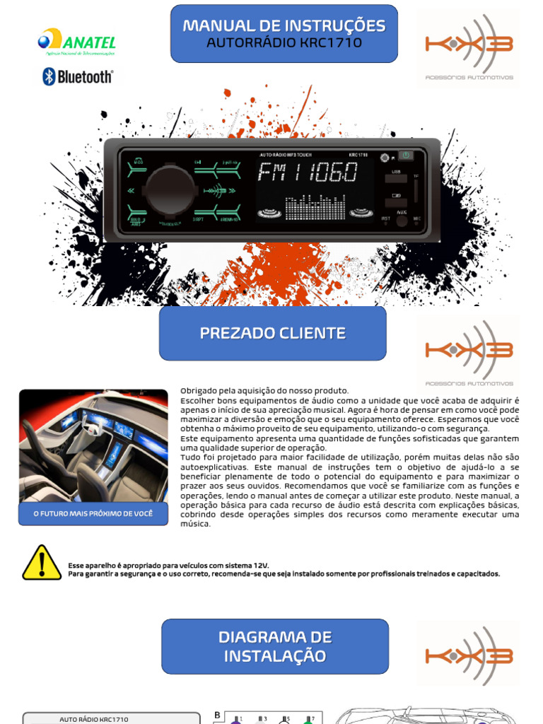 Manual do Rádio KRC1710 | PDF | USB | Bluetooth