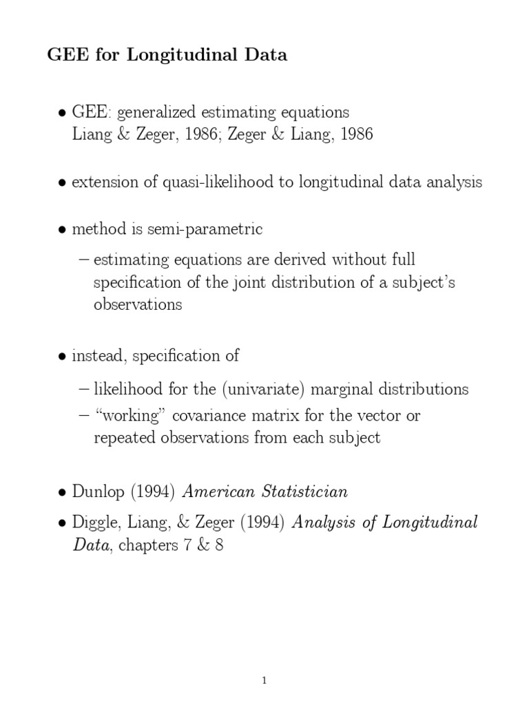 Generalized Estimating Equations for longitudinal data | PDF | Regression Analysis | Variance