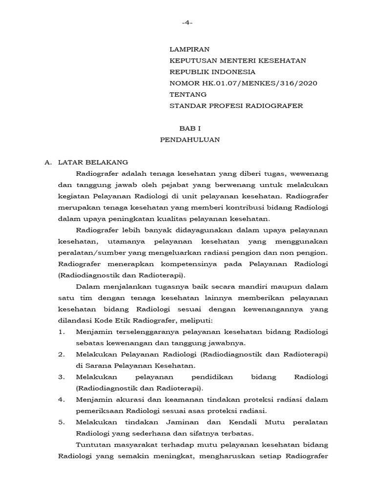 Standar Kompetensi Radiografer Indonesia | PDF