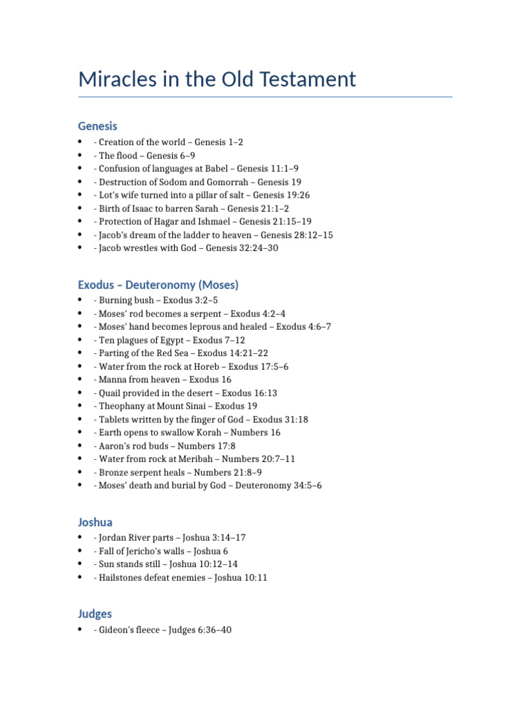 Miracles in The Old Testament | PDF | Books Of Kings | Book Of Exodus