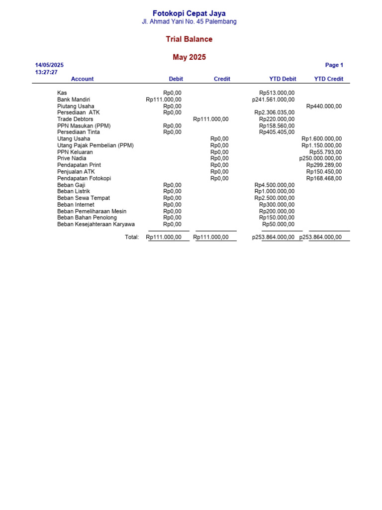Trial Balance | PDF