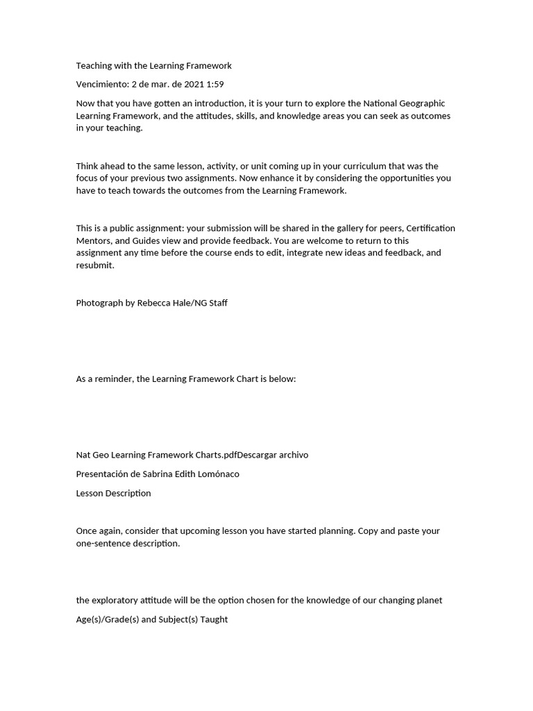 Teaching with the Learning Framework | PDF | Knowledge | Learning