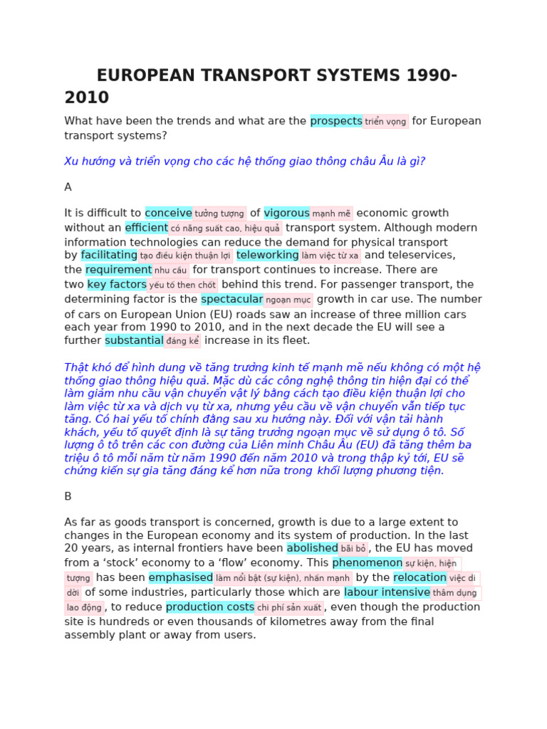 European Transport Systems 1990-2010: triển vọng | PDF