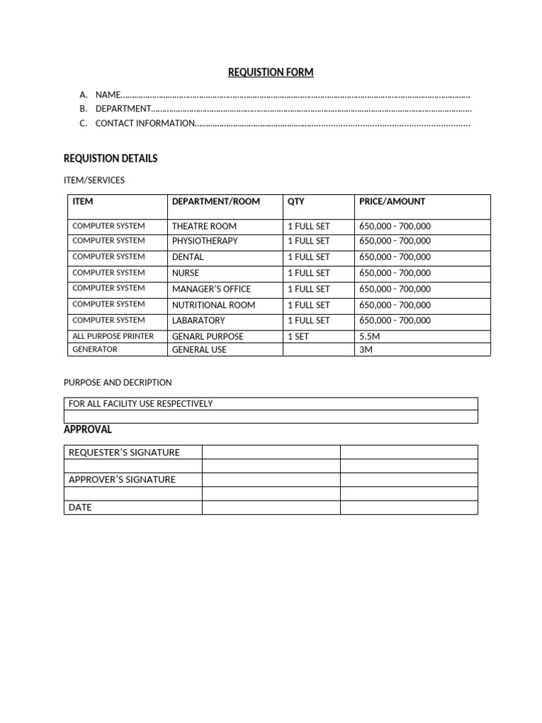 REQUISTION FORM BRIAN 11111 | PDF