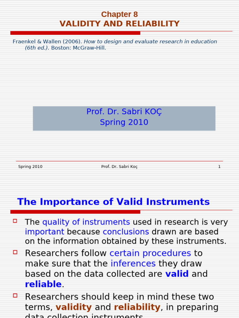 Validity and Reliability | PDF | Validity (Statistics) | Internal ...
