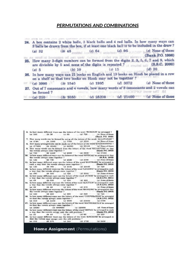 Permutations and Combinations | PDF