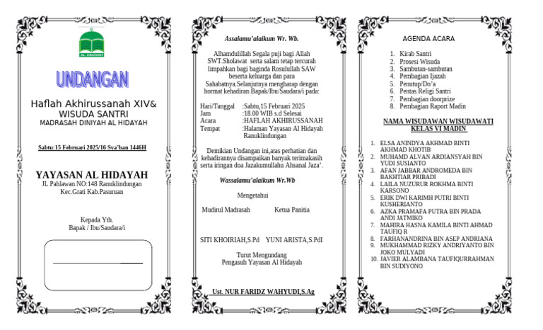 Undangan Haflah-Wisuda Madin 2025 | PDF