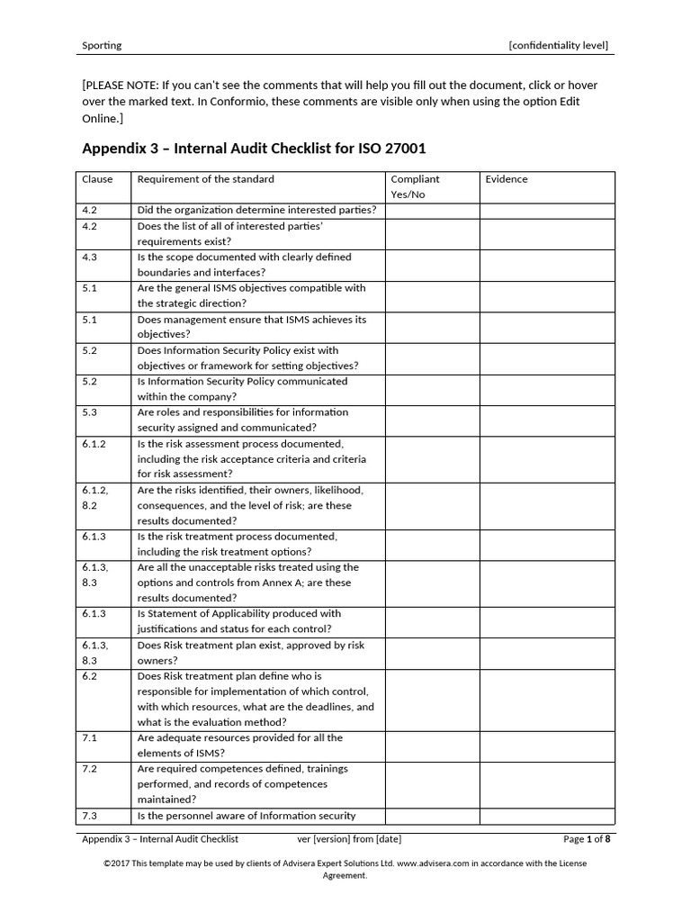 13.3 Appendix 3 Internal Audit Checklist Integrated EN | PDF ...