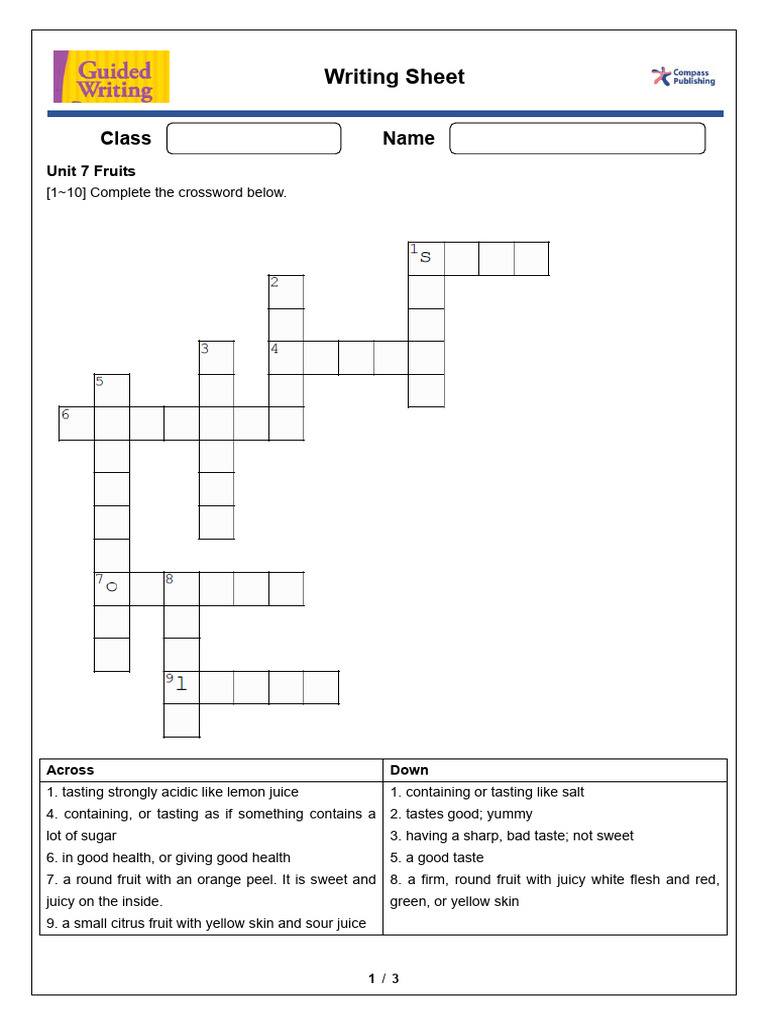 Guided Writing 1 - Writing Worksheet - Unit 7 | PDF | Fruit | Juice