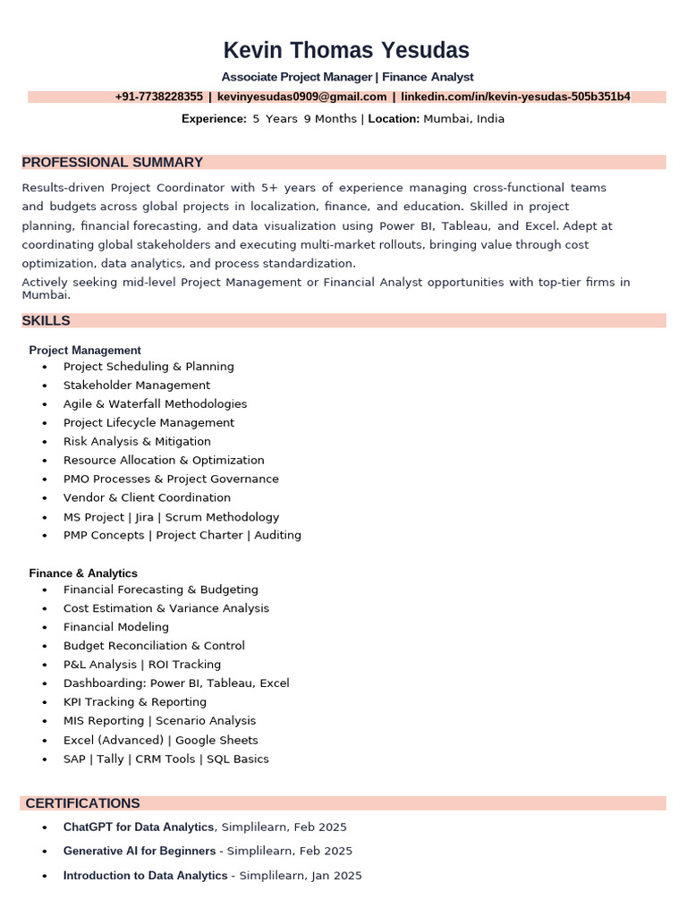 Project Management & Finance Expertise | PDF | Customer Relationship ...