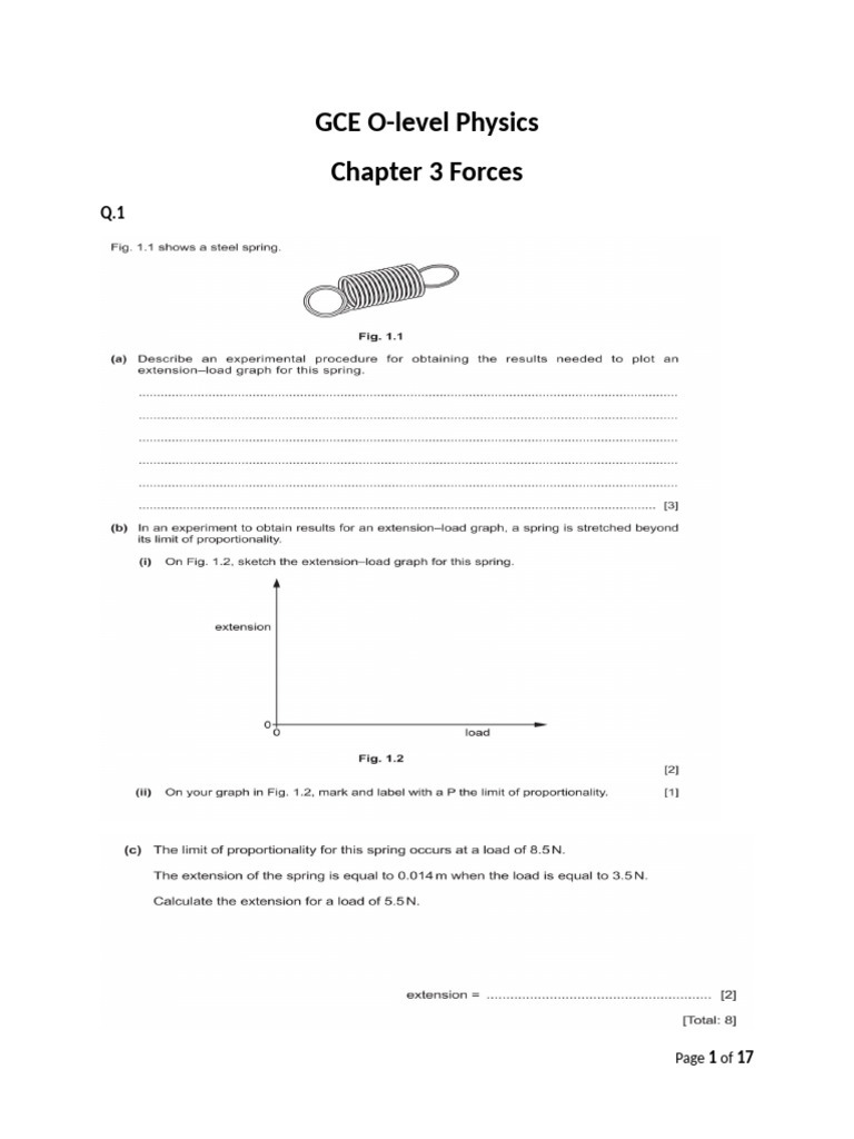 GCE O Level Physics Chapter 3 Forces | PDF