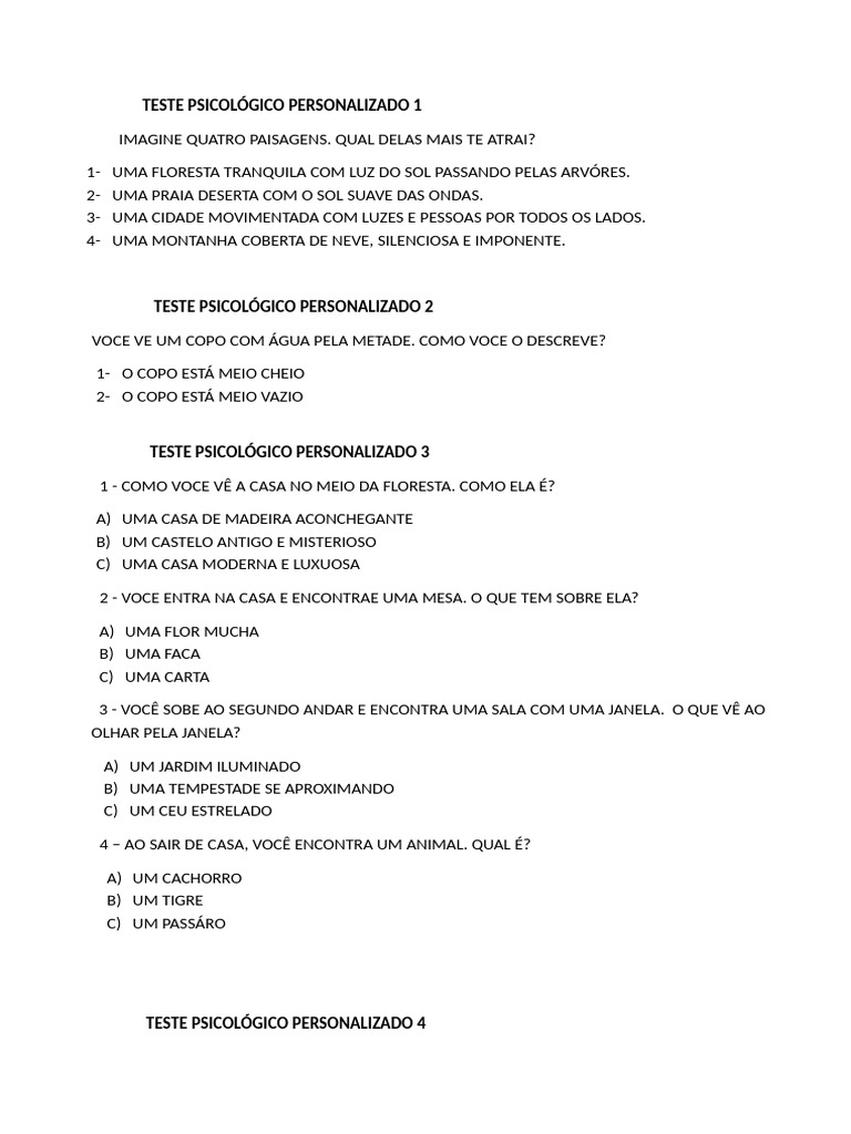 TESTE PSICOLÓGICO PERSONALIZADO - Docx FERNANDA ROCHA | PDF