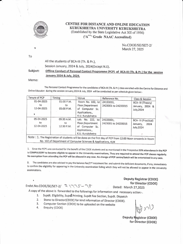 Offline PCP of BCA-III | PDF