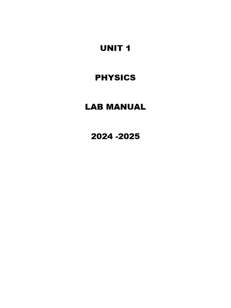 CAPE Physics Lab Manual 2024 - 2025 | PDF | Gases | Temperature