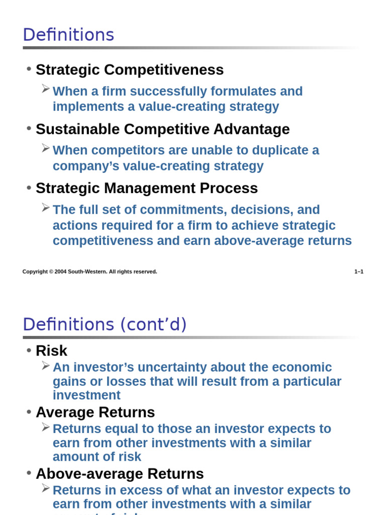 Chap1-Strategic Management Overview | PDF | Strategic Management | Competitive Advantage