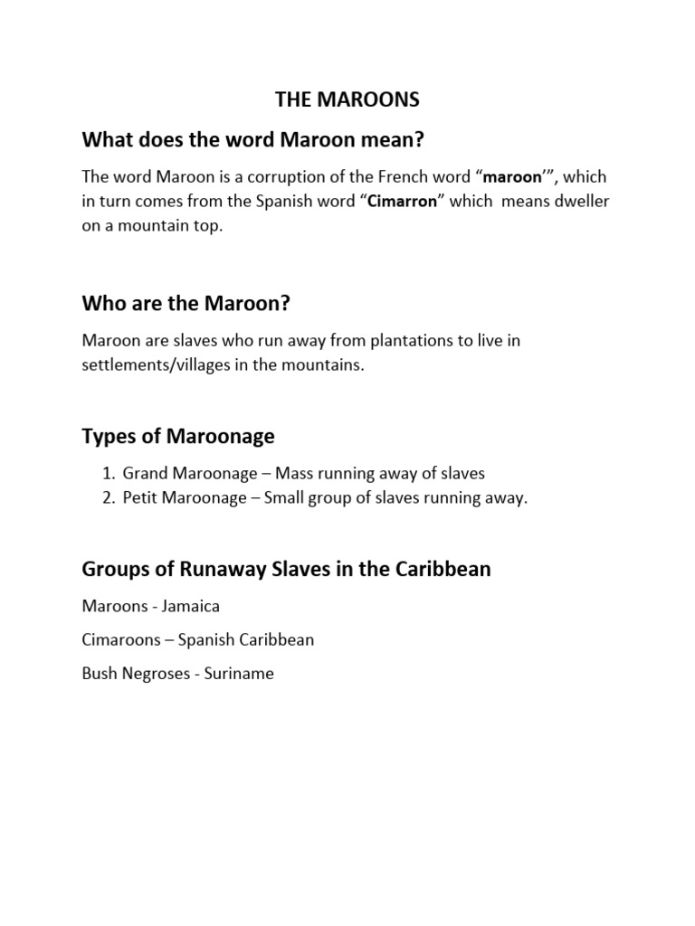 The Maroons | PDF | Slavery | European Colonization Of The Americas