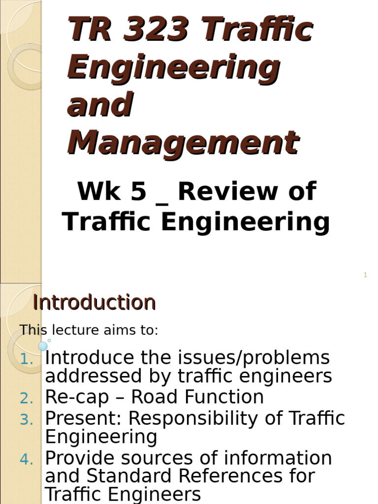 W5A - Review of Traffic Engineering | PDF | Traffic | Transport