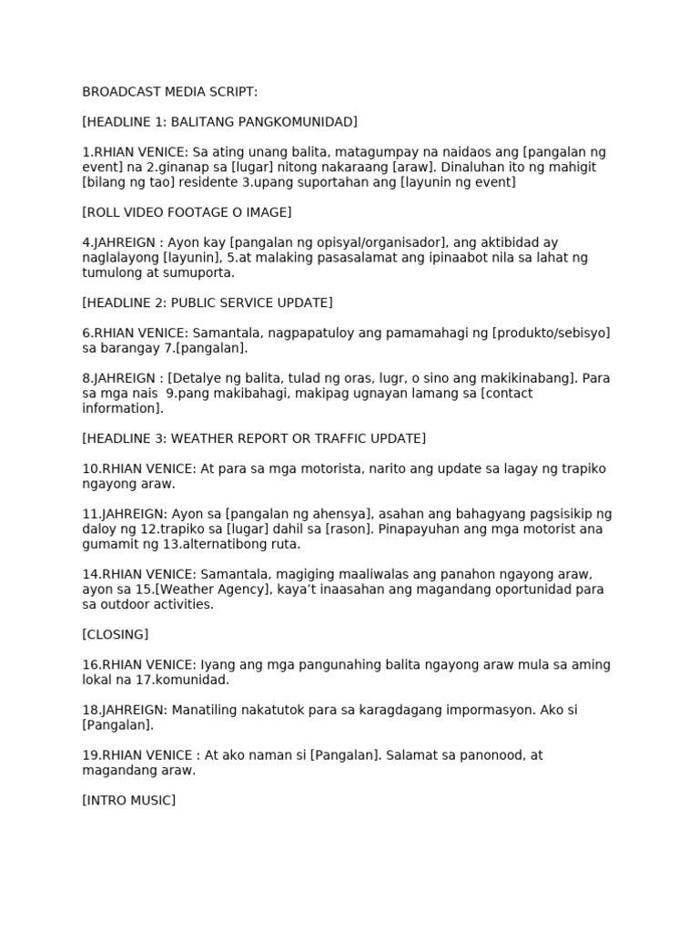 BROADCAST SCRIPT | PDF