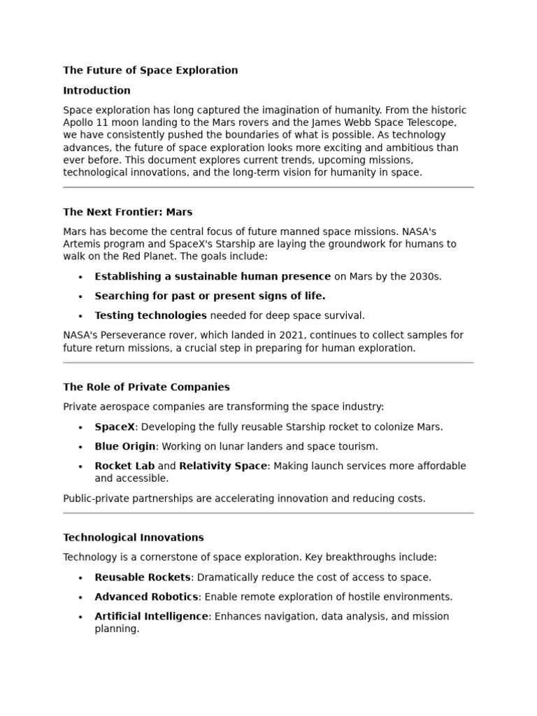 Future Trends in Space Exploration | PDF | Space Exploration | Nasa