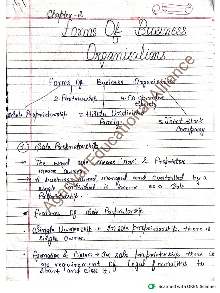 Forms of Business Organisation Ch-2 | PDF