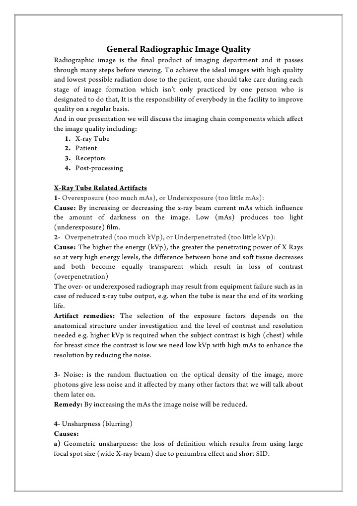 Radiographic Image Quality Factors | PDF | X Ray | Exposure (Photography)