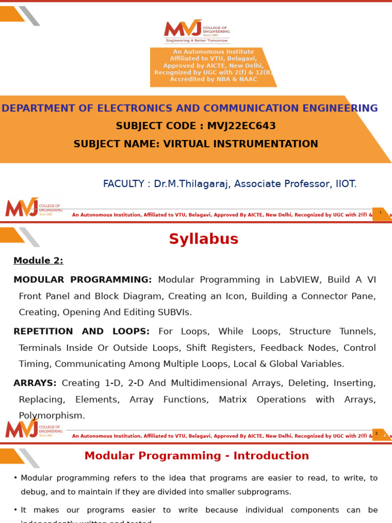 Module 2 - MVJ22EC643 - Virtual Instrumentation | PDF | Control Flow | Variable (Computer Science)
