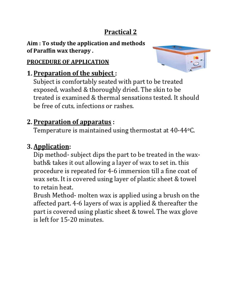 Paraffin Wax Therapy Application Guide | PDF