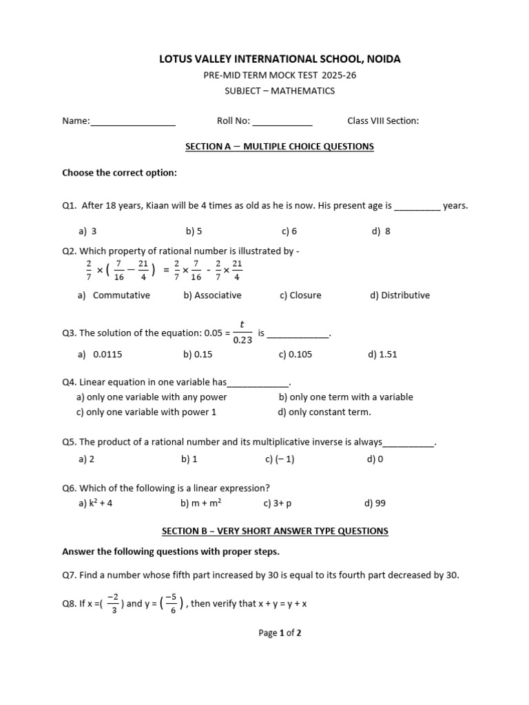 8 Mock PREMID 2025 Final | PDF | Mathematical Analysis | Mathematical ...