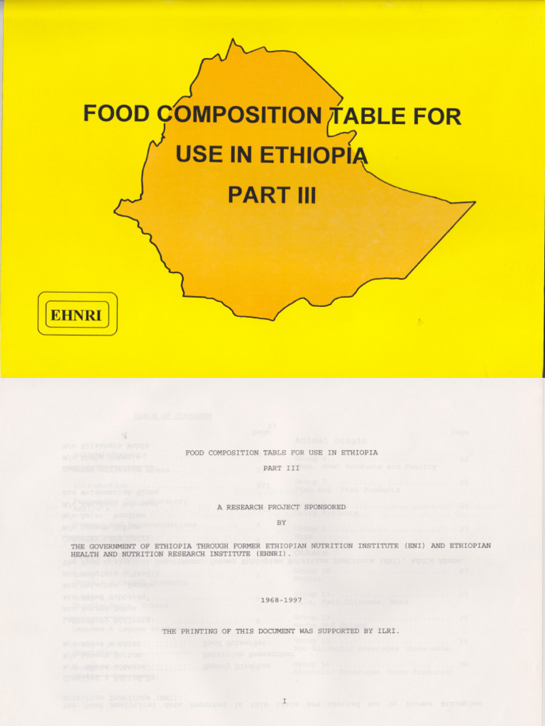 Ethiopian Food Composition Table | PDF