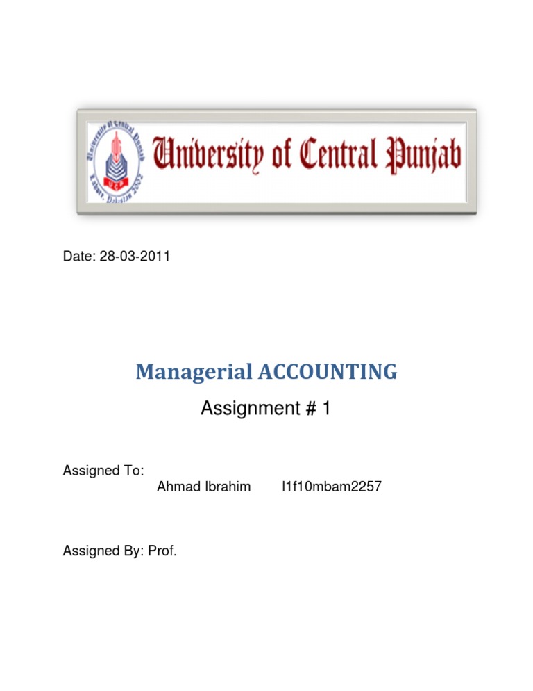 Managerial Accounting Assignment 1 | PDF