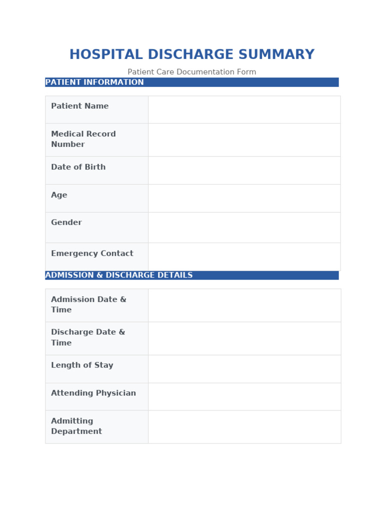 Hospital Discharge Summary | PDF