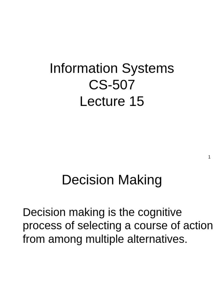 CS 507 - Lect-15 - Graphics | PDF | Decision Making | Evaluation