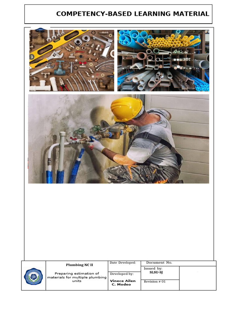 CBLM Institutional Material | PDF | Technical Drawing | Plumbing